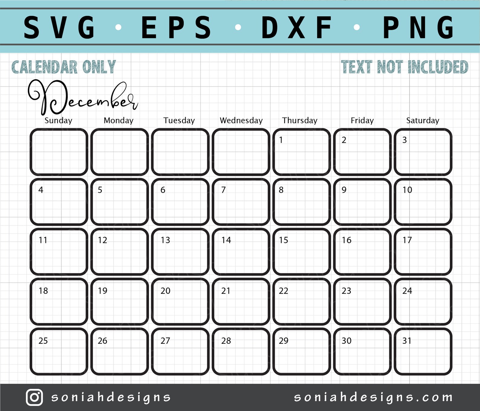Calendar SVG - Monthly Calendar - Blank Calendar Svg - Calendar Cut ...