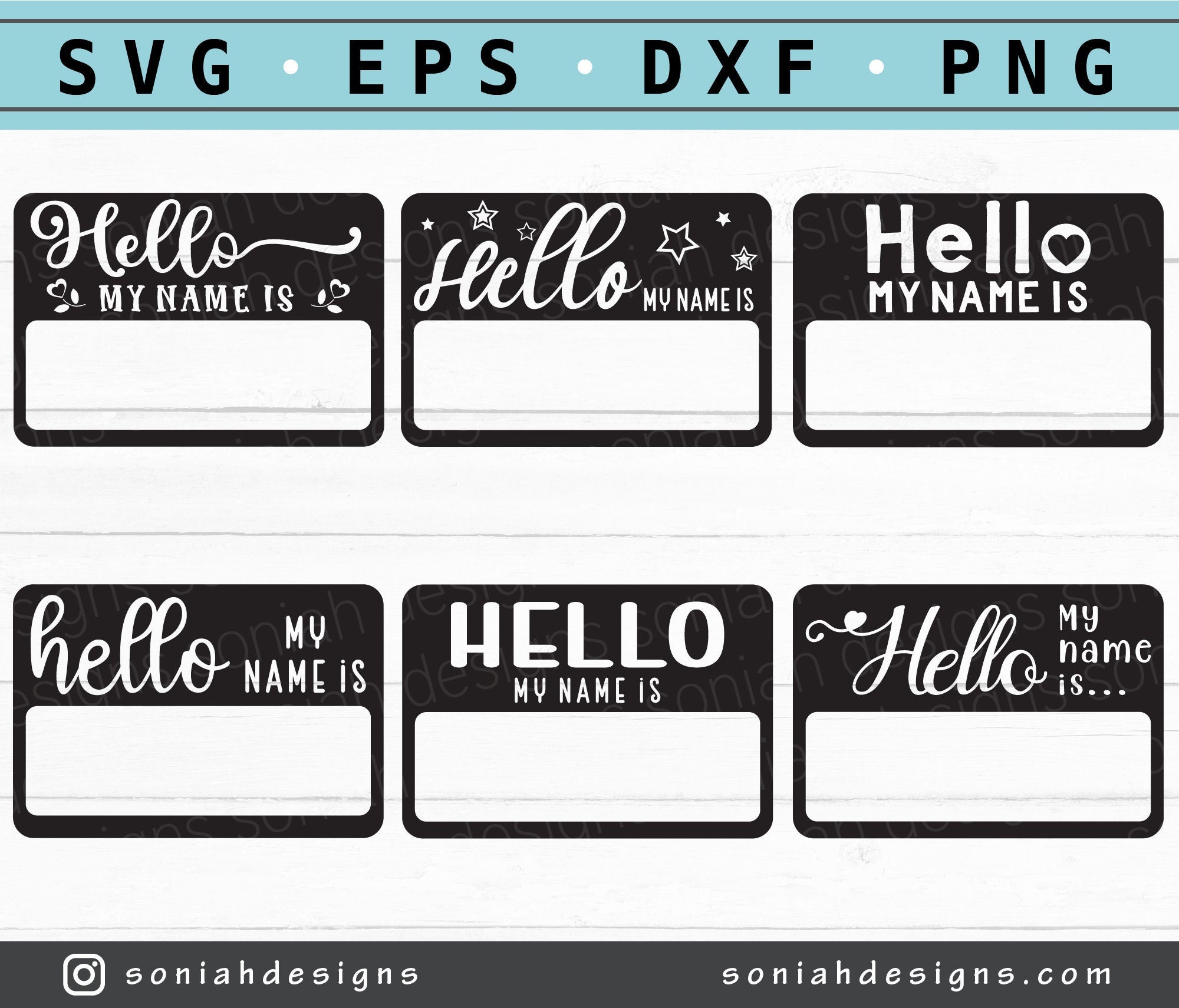 Hello My Name is SVG Bundle - Name Tag Badge - Hello My Name is Cut ...