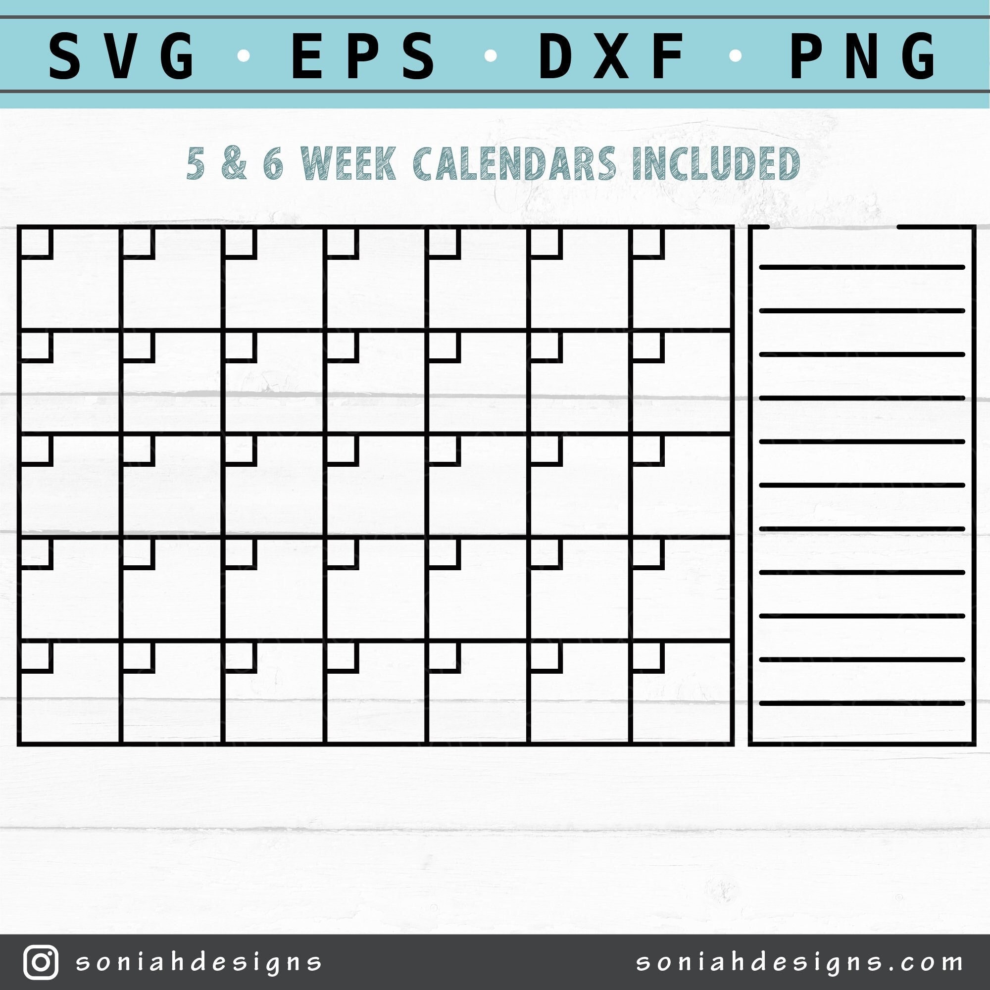 Calendar SVG - Monthly Calendar - Blank Calendar Svg - Calendar Cut ...