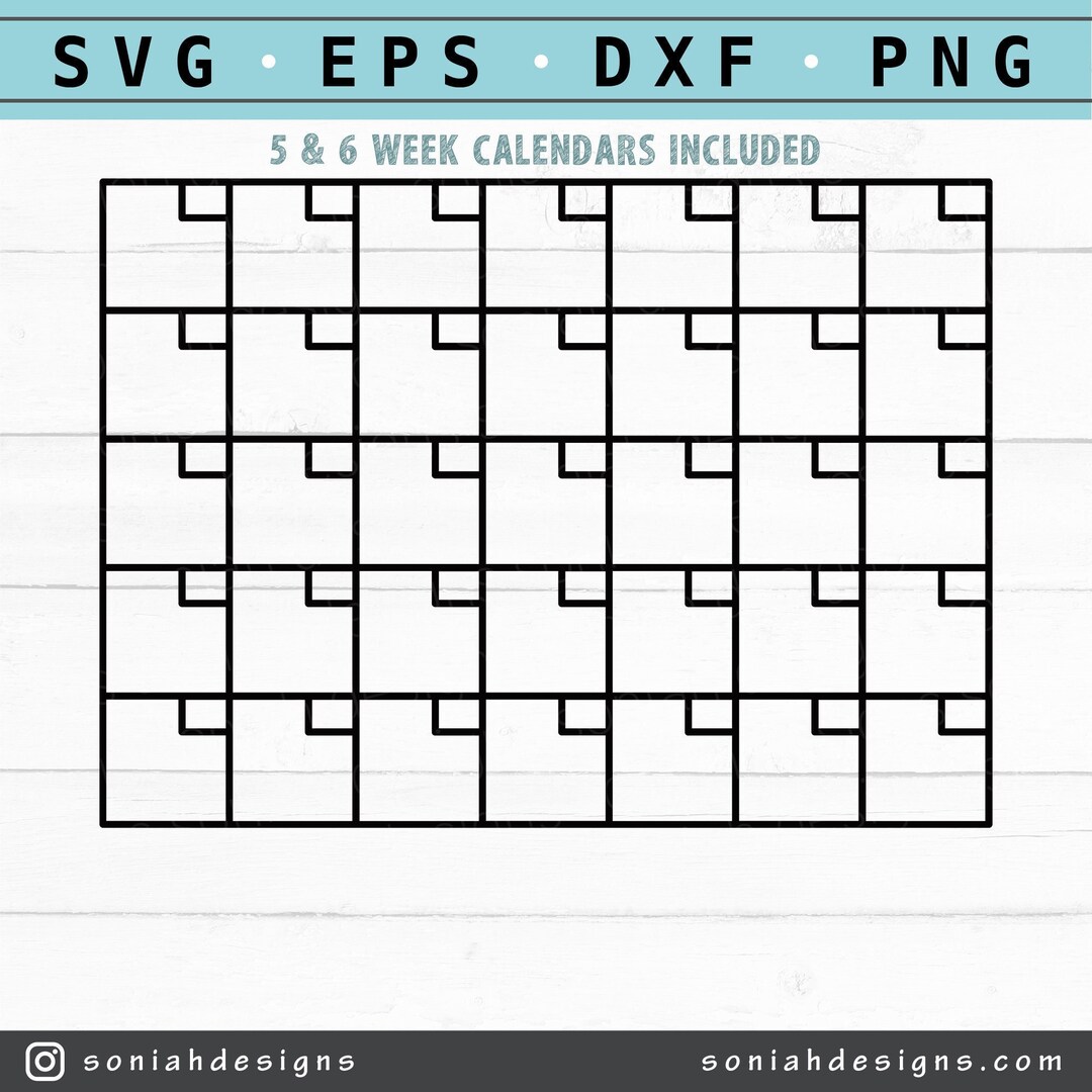 Calendar SVG - Monthly Calendar - Blank Calendar Svg - Calendar Cut ...
