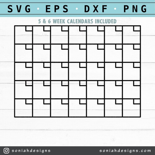 Monthly Calendar SVG Digital Download Calendar Calendar - Etsy