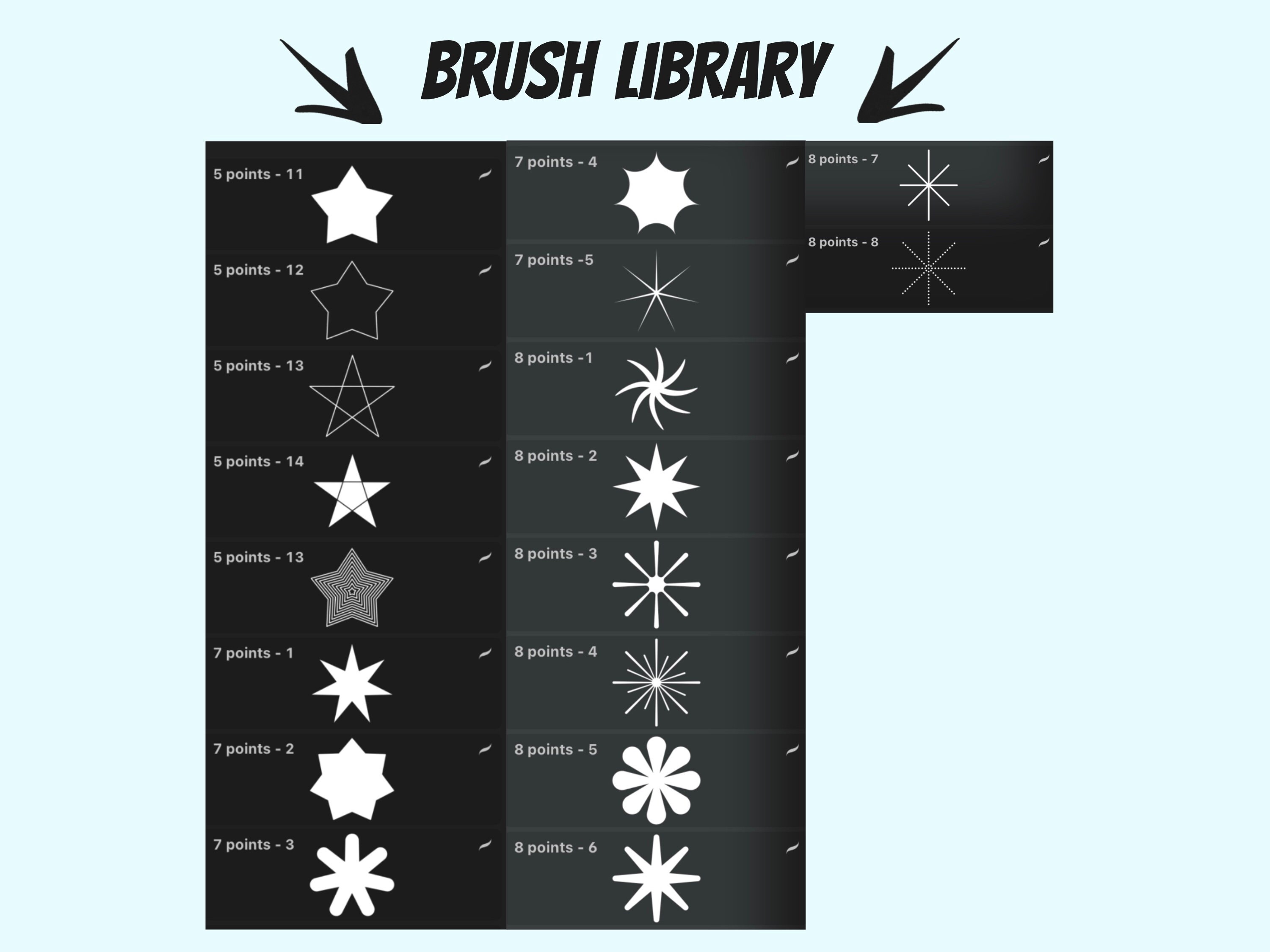 42 Star Procreate Stamp Brushes, Star Shapes, Procreate Star Stamps ...