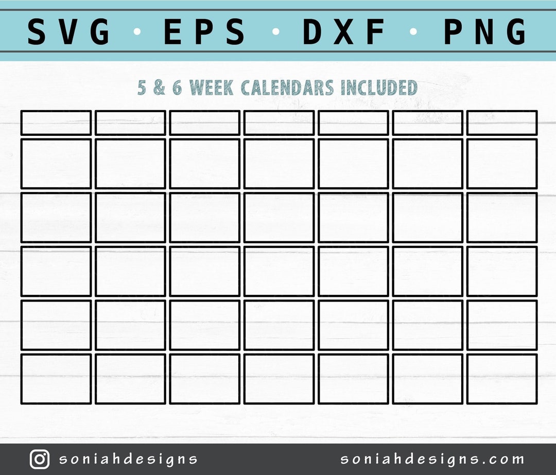 Calendar SVG - Monthly Calendar - Blank Calendar Svg - Calendar Cut ...