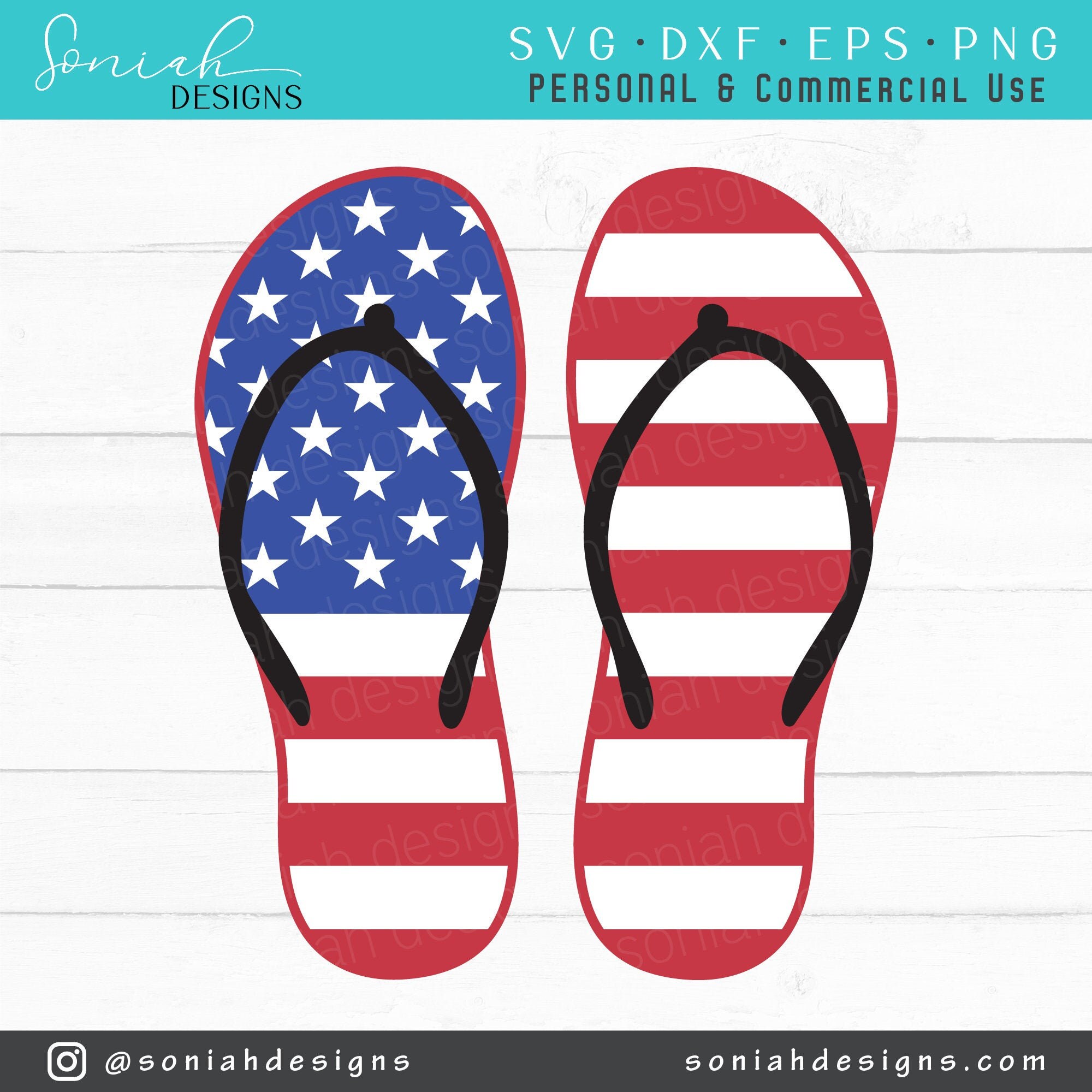 Patriotic Flip Flop SVG - July 4th Flip Flop Cut Files - July 4 Flip ...