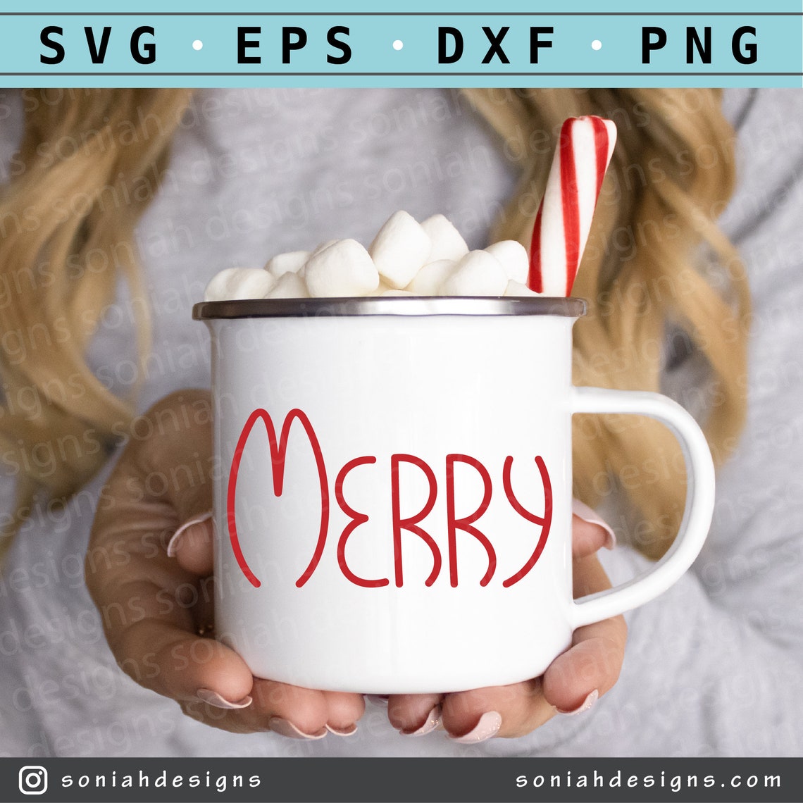 Merry SVG File Merry Christmas Svg Christmas Cut File Merry | Etsy