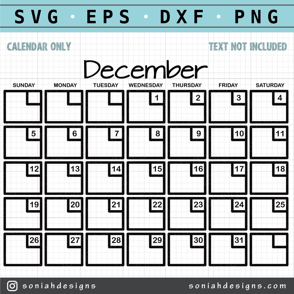 Calendar SVG - Monthly Calendar - Blank Calendar Svg - Calendar Cut ...