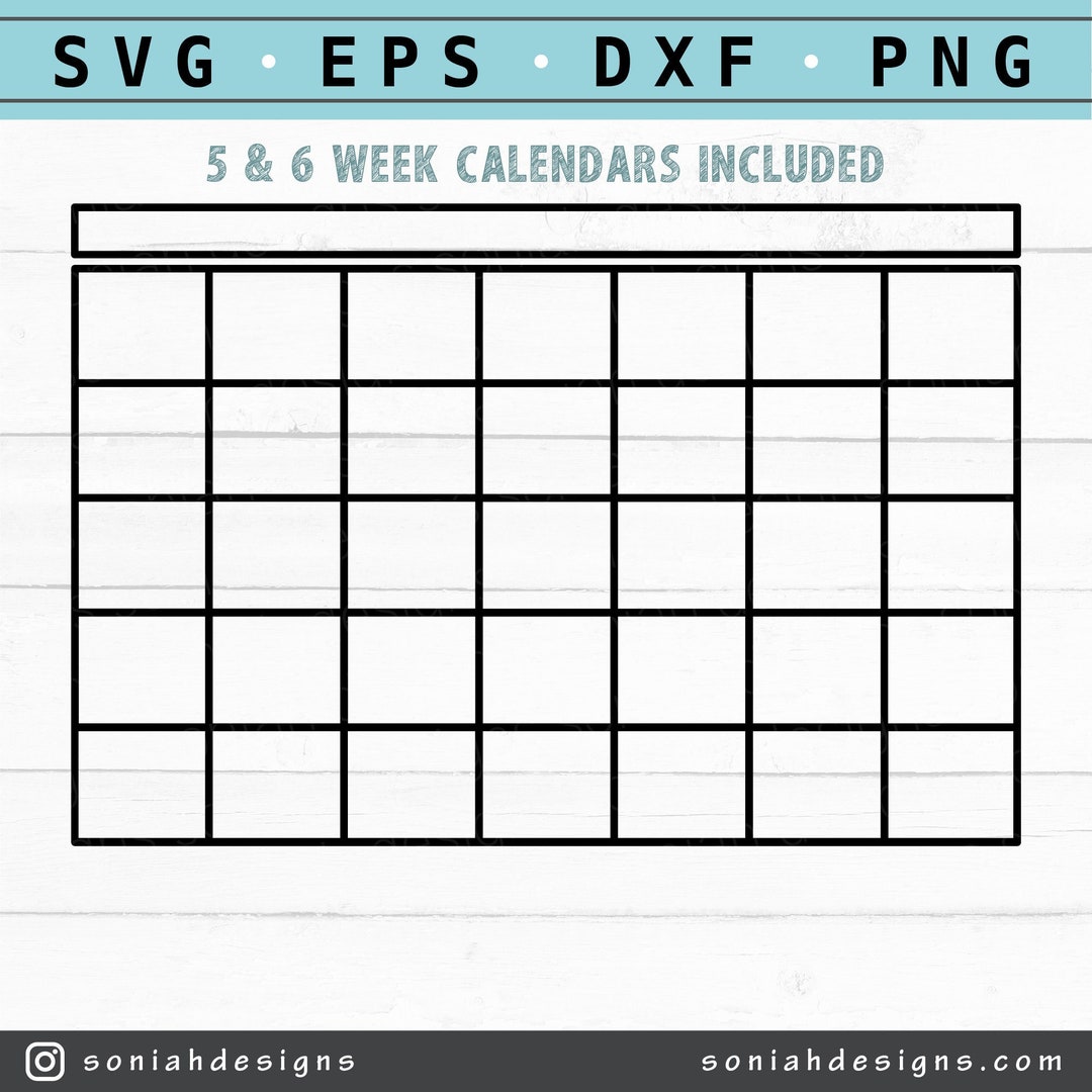 Calendar SVG - Monthly Calendar - Blank Calendar Svg - Calendar Cut ...