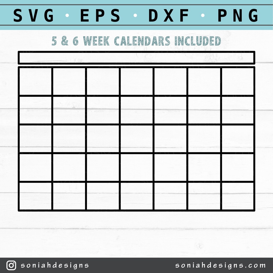 Calendar SVG Monthly Calendar Blank Calendar Svg - Etsy