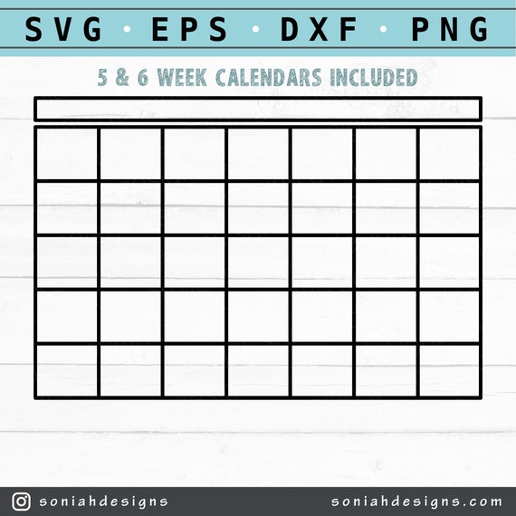 Calendar SVG Monthly Calendar Blank Calendar Svg - Etsy