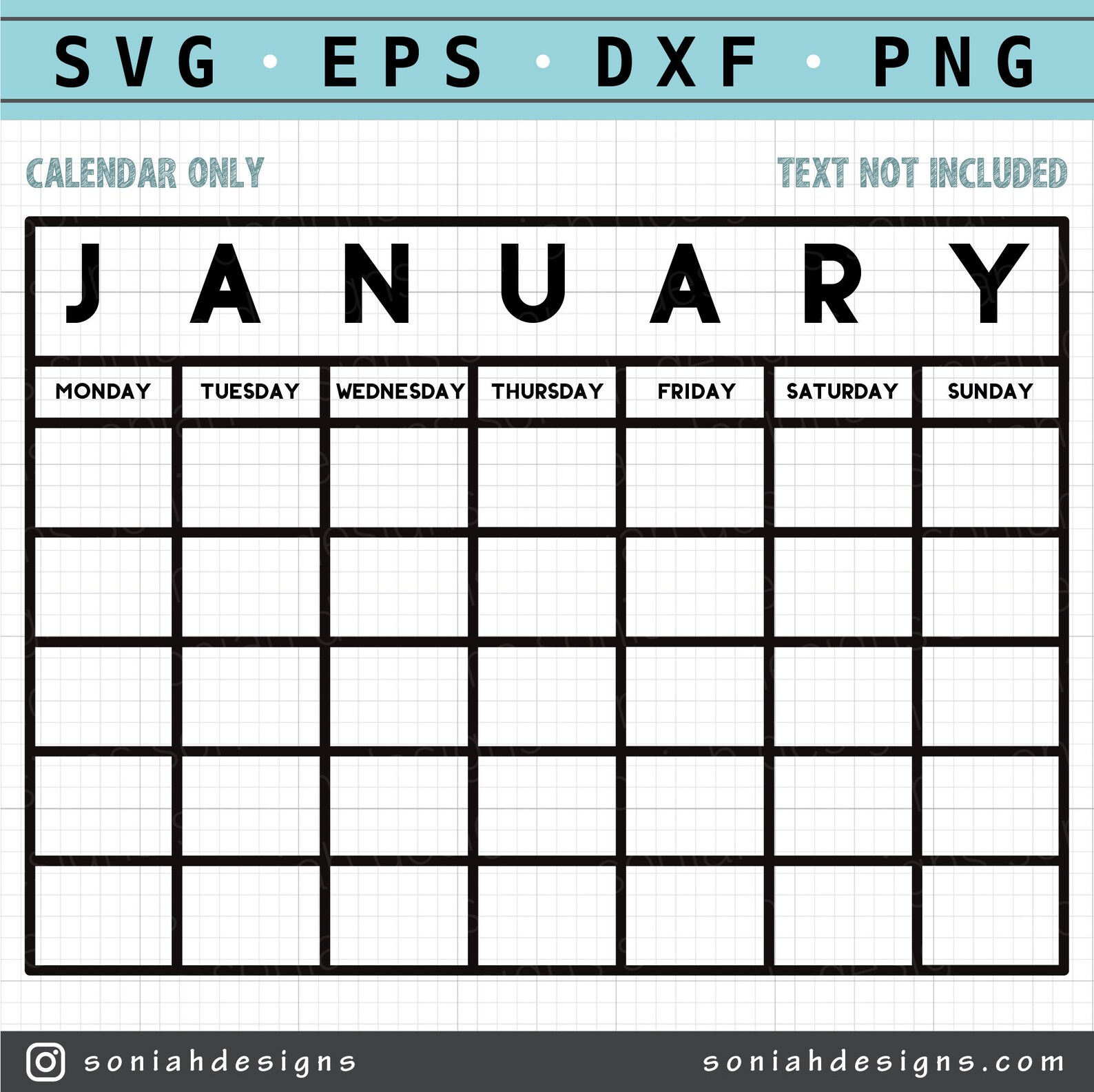 Calendar SVG - Monthly Calendar - Blank Calendar Svg - Calendar Cut ...