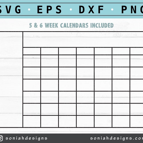 Monthly Calendar SVG Digital Download Calendar Calendar - Etsy