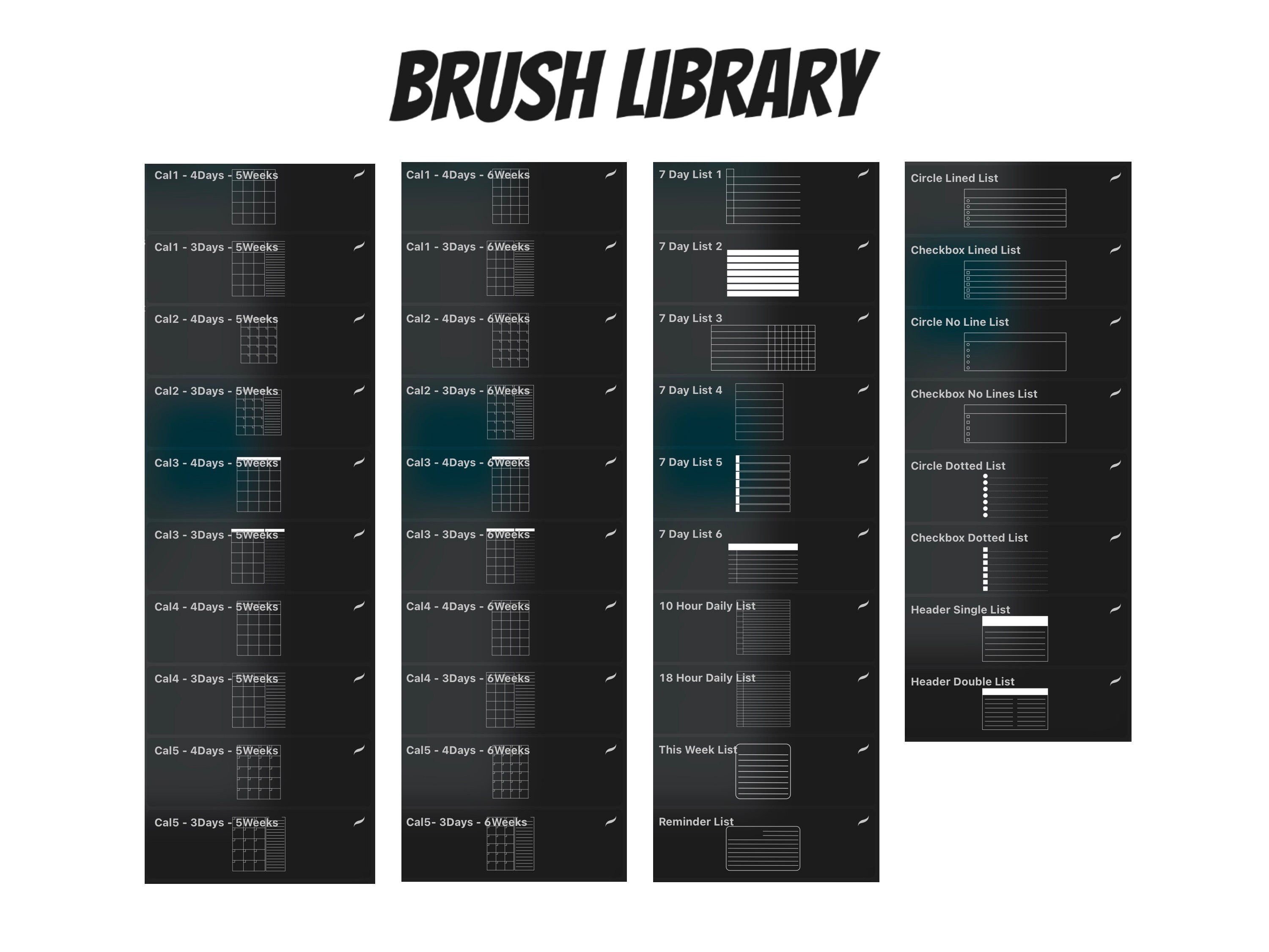 38 Procreate Stamp Brushes, Monthly Spread, Daily & Weekly Planner ...