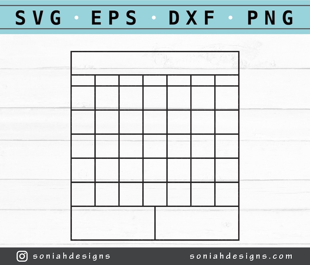 Blank Monthly Calendar SVG – Cricut & Silhouette Cut Files (digital ...