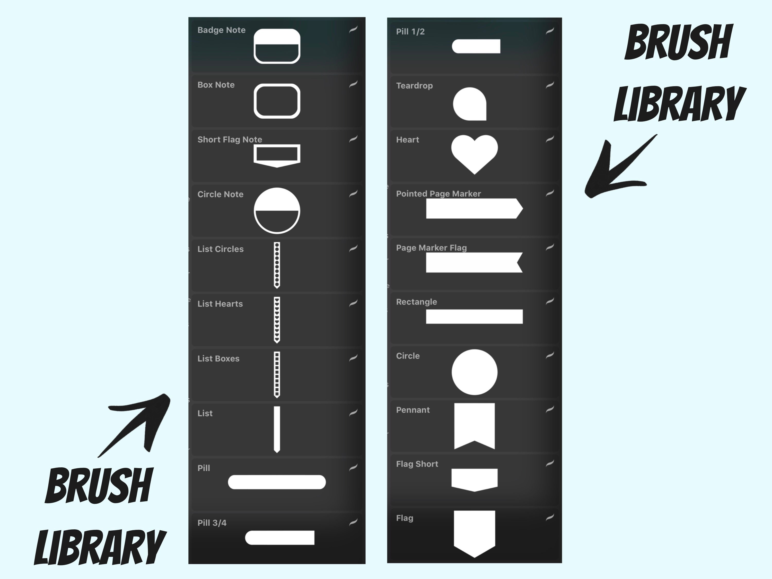 20 Procreate Stamps, Basic Shape Stamp Brush, Brushset, Digital Planner ...