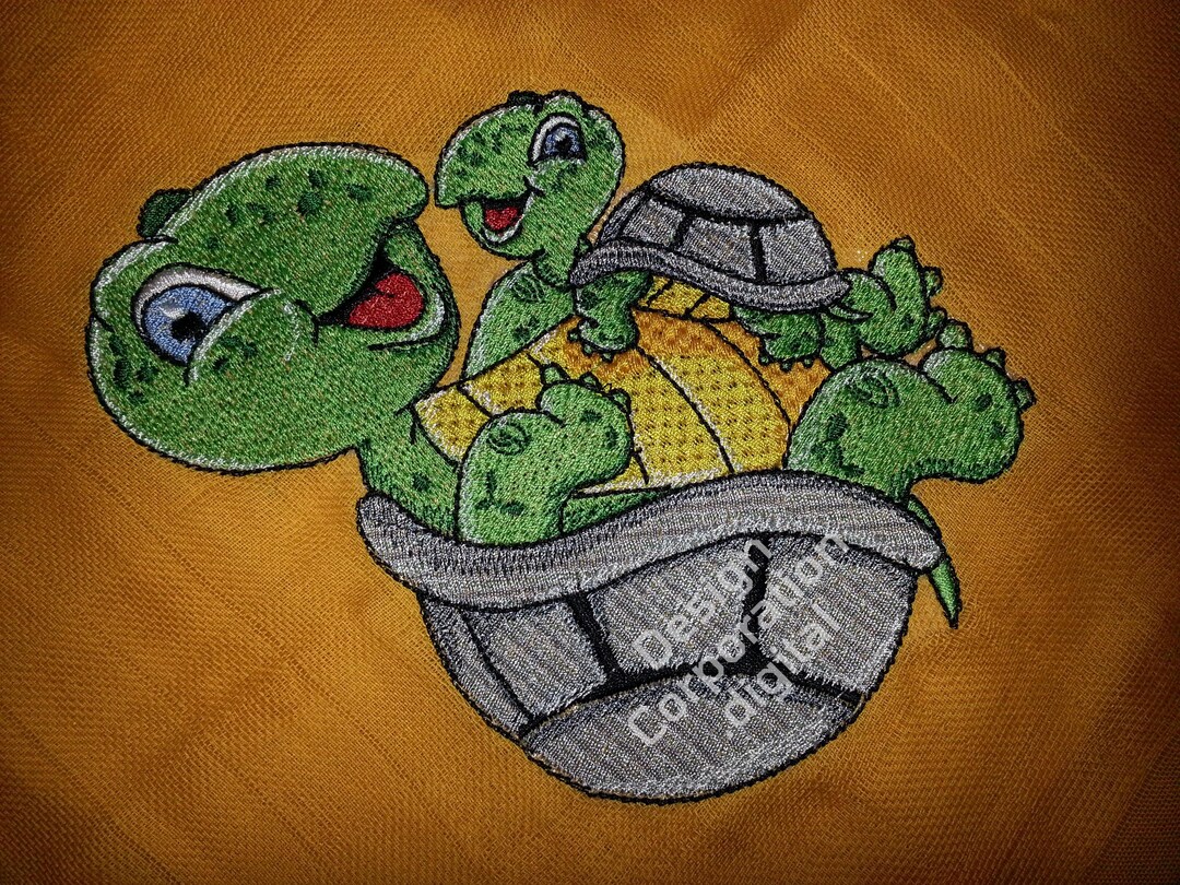 Embroidery File Turtle With Baby - Etsy