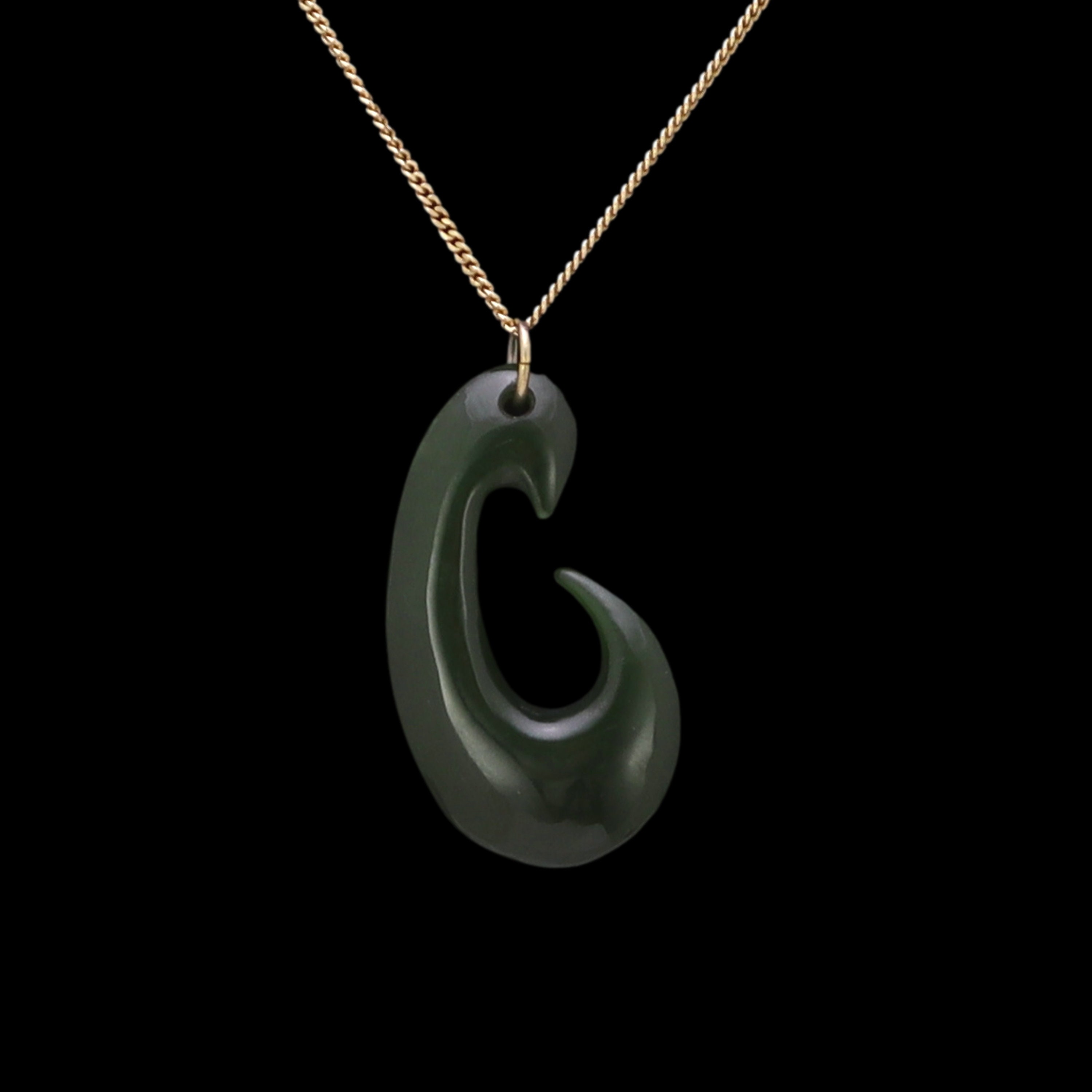 Polished Nephrite Jade Greenstone Pounamu FISH HOOK Pendant New Zealand ...