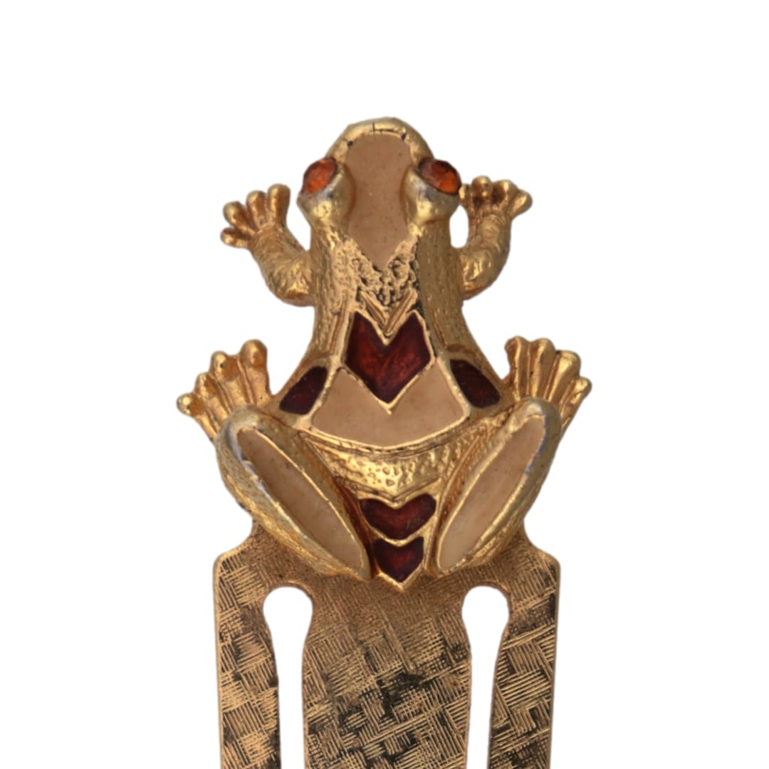 Vintage Novelty FLORENZA Bookmark / Page Marker FROG Gold Plated ...