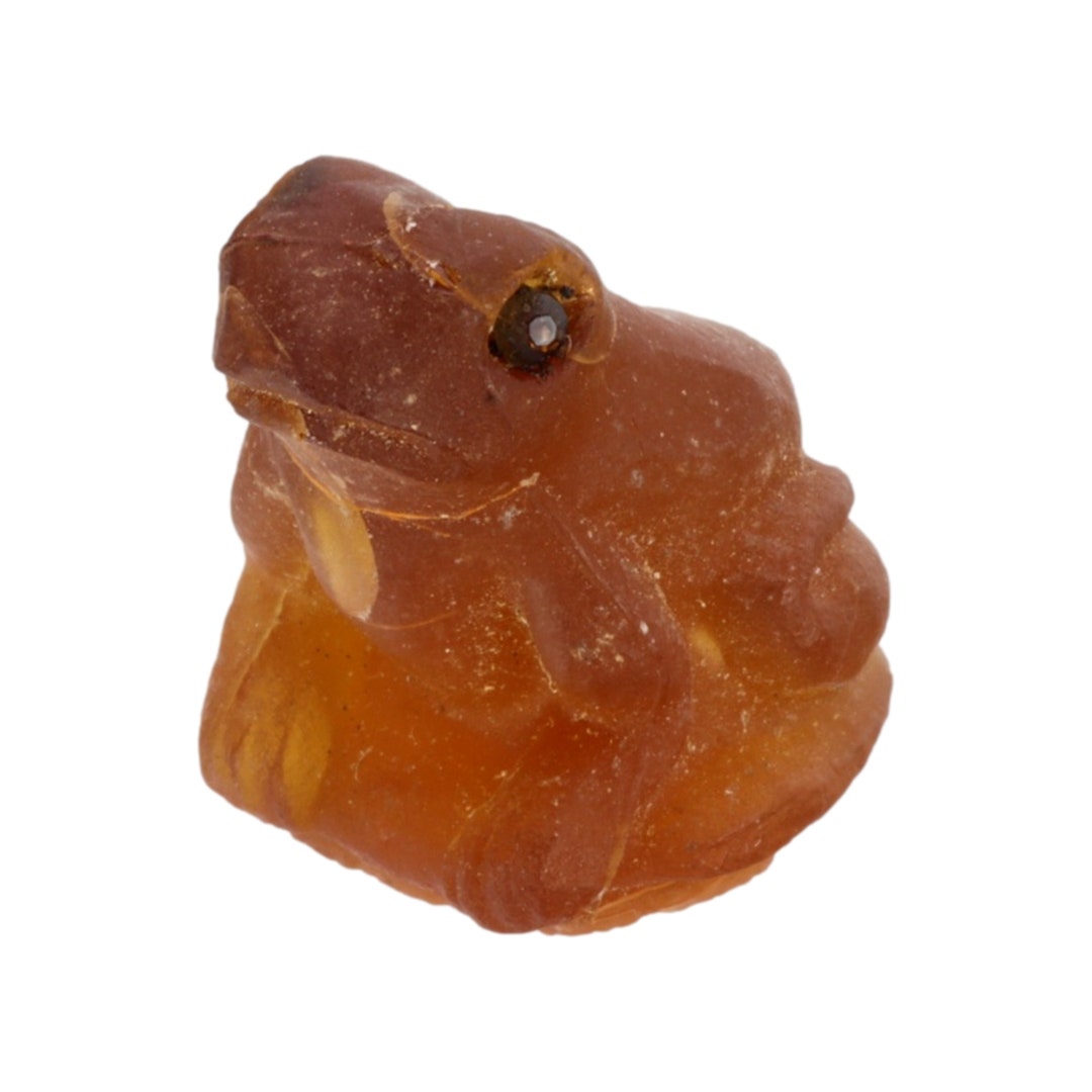 Antique CZECH Glass CRACKERJACK Cracker Jack Charm Rare FROG Orange 2cm ...
