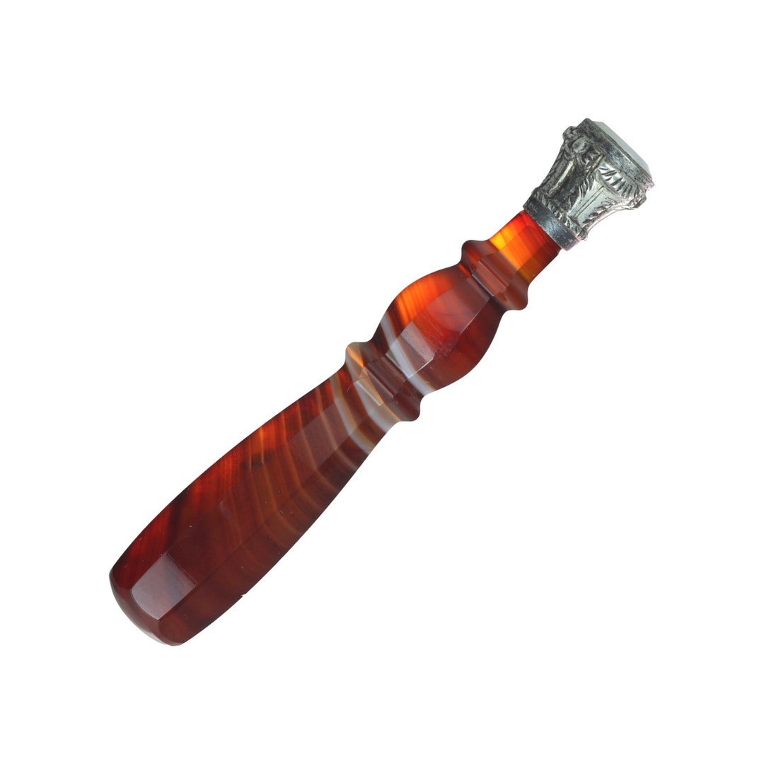 Antique Carved BANDED AGATE Handle Wax Intaglio Desk Seal 5.5cm C1900 ...