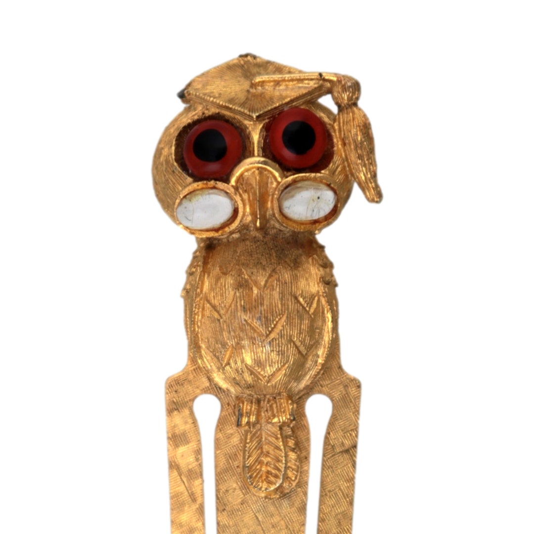 Vintage Novelty FLORENZA Bookmark / Page Marker OWL Gold Plated ...