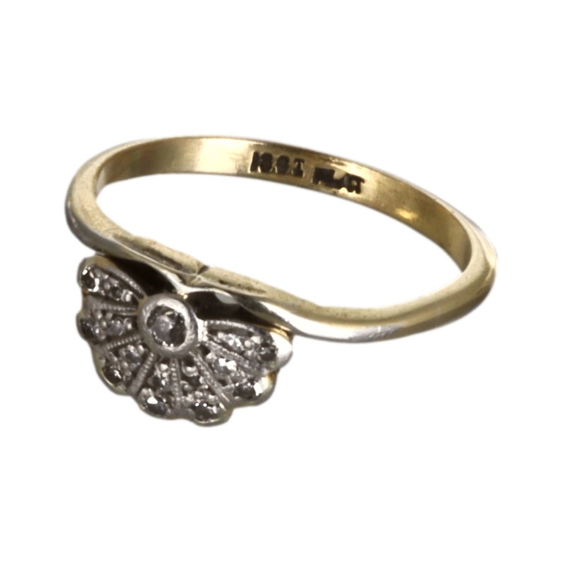 ANTIQUE 18ct Yellow Gold and Platinum Art Deco Diamond Fan Ring - Etsy