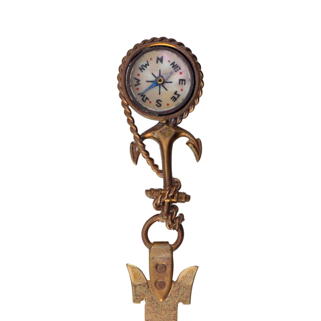 Antique Bookmark GEBRUDER SCHMIDT Germany Brass Working Compass Anchor ...