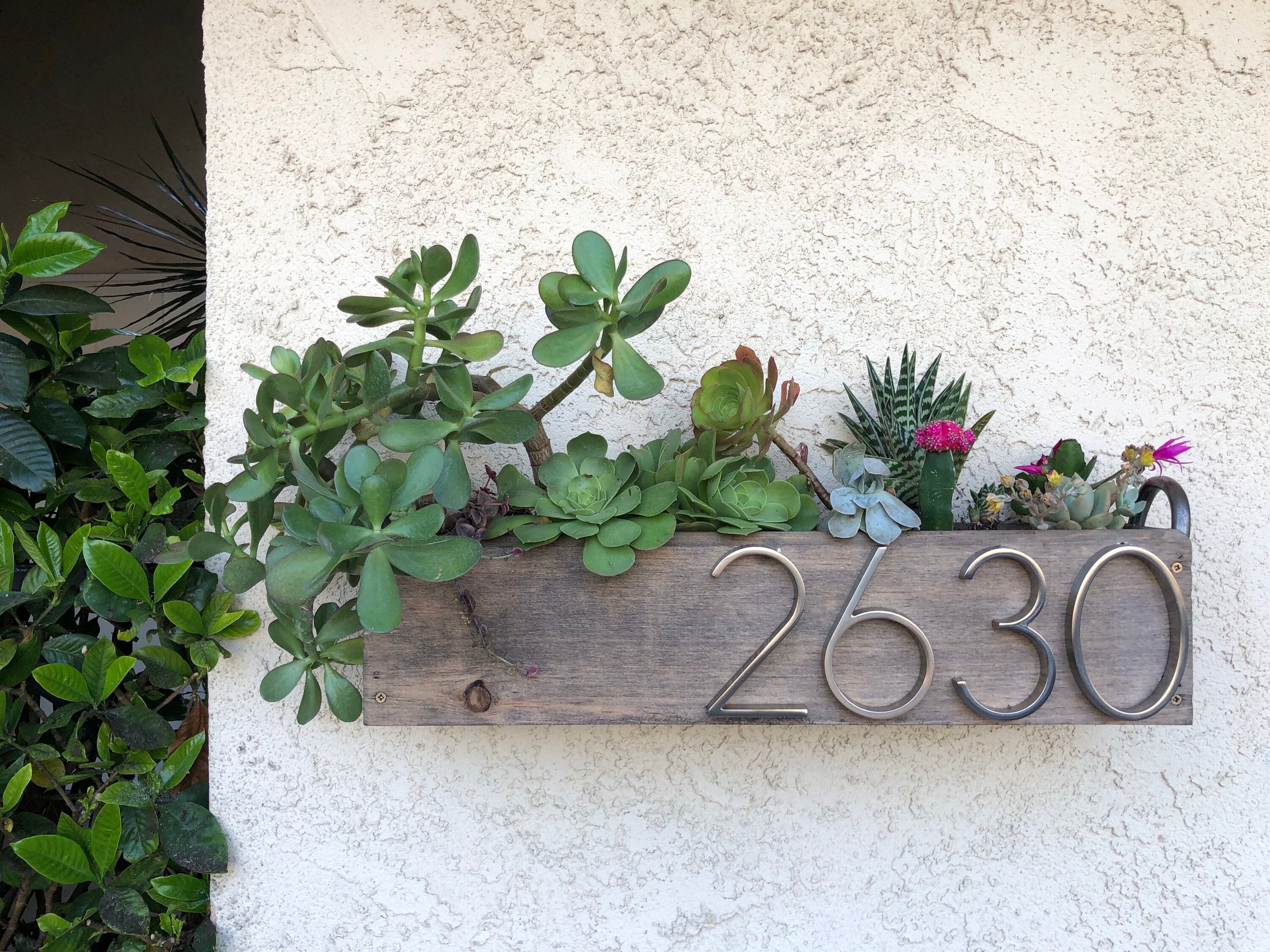 House Number Wooden Succulent Planter - Etsy