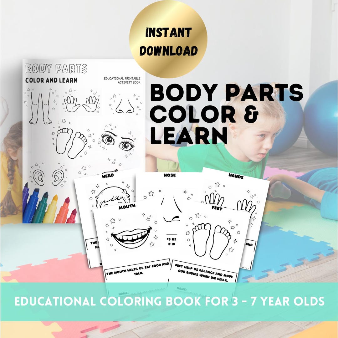 Human Body Parts Color & Learn | Kids Educational Printable Coloring ...