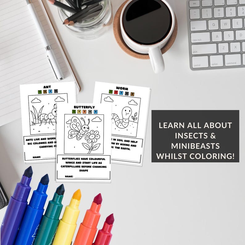 Insects & Minibeasts Color by Numbers | Kids Educational Printable ...