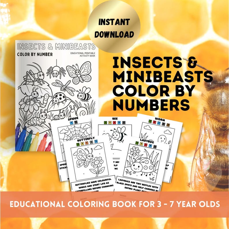 Insects & Minibeasts Color by Numbers | Kids Educational Printable ...