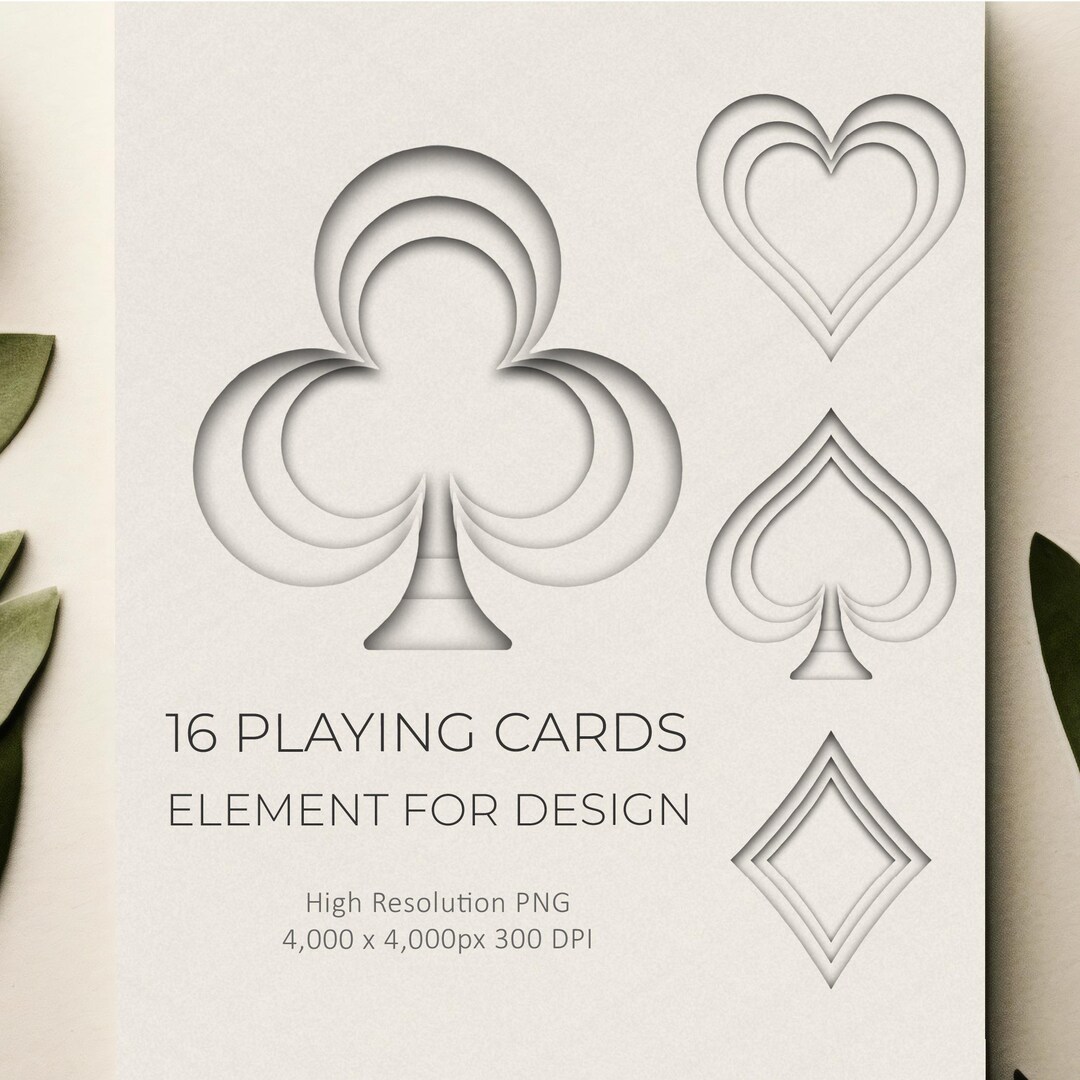 16 Playing Cards Papercut Style PNG | Element Clipart | Commercial Use ...