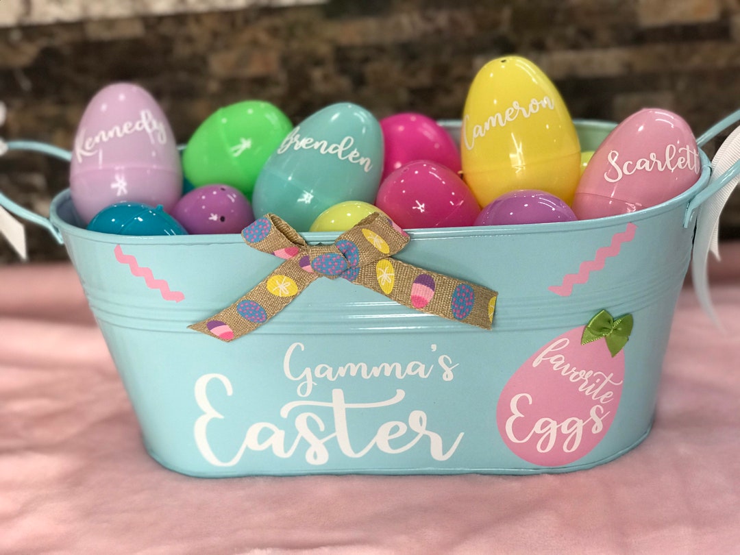 Personalized Easter Basket, Custom Easter Egg Bucket, Kids Easter ...