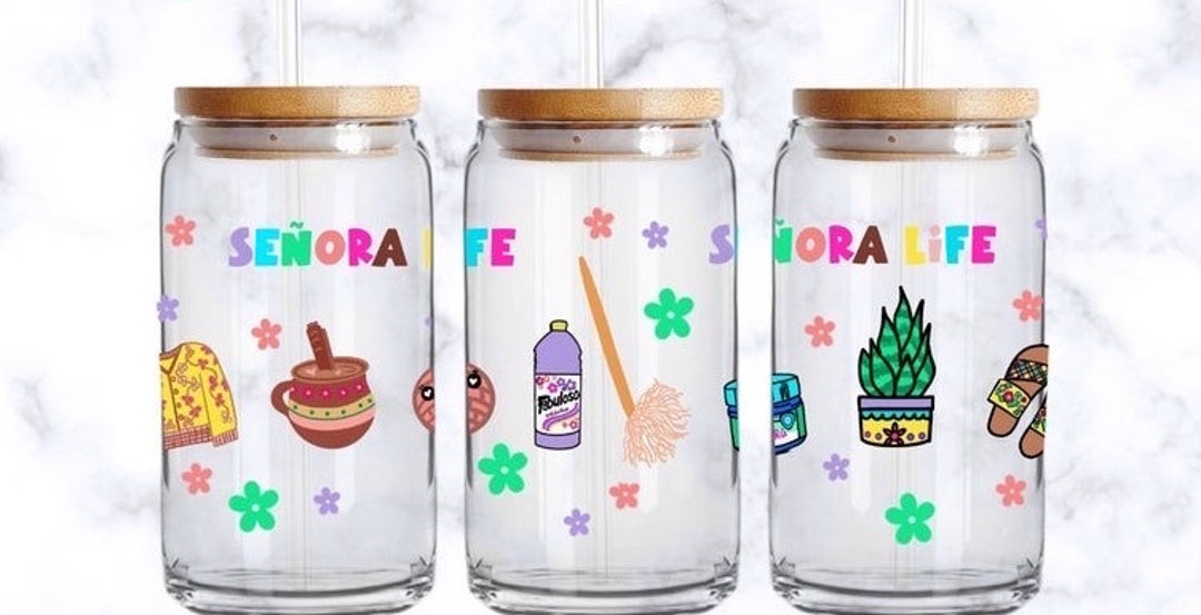 Señora Life Glass Cup, Mexican Gift, Latina Mom Gift, Iced Coffee ...