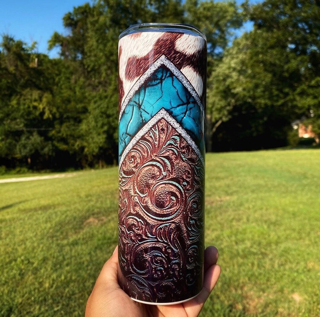 Western Tumbler, Cow Print Tumbler, 20oz Tumbler, Western Travel Coffee ...