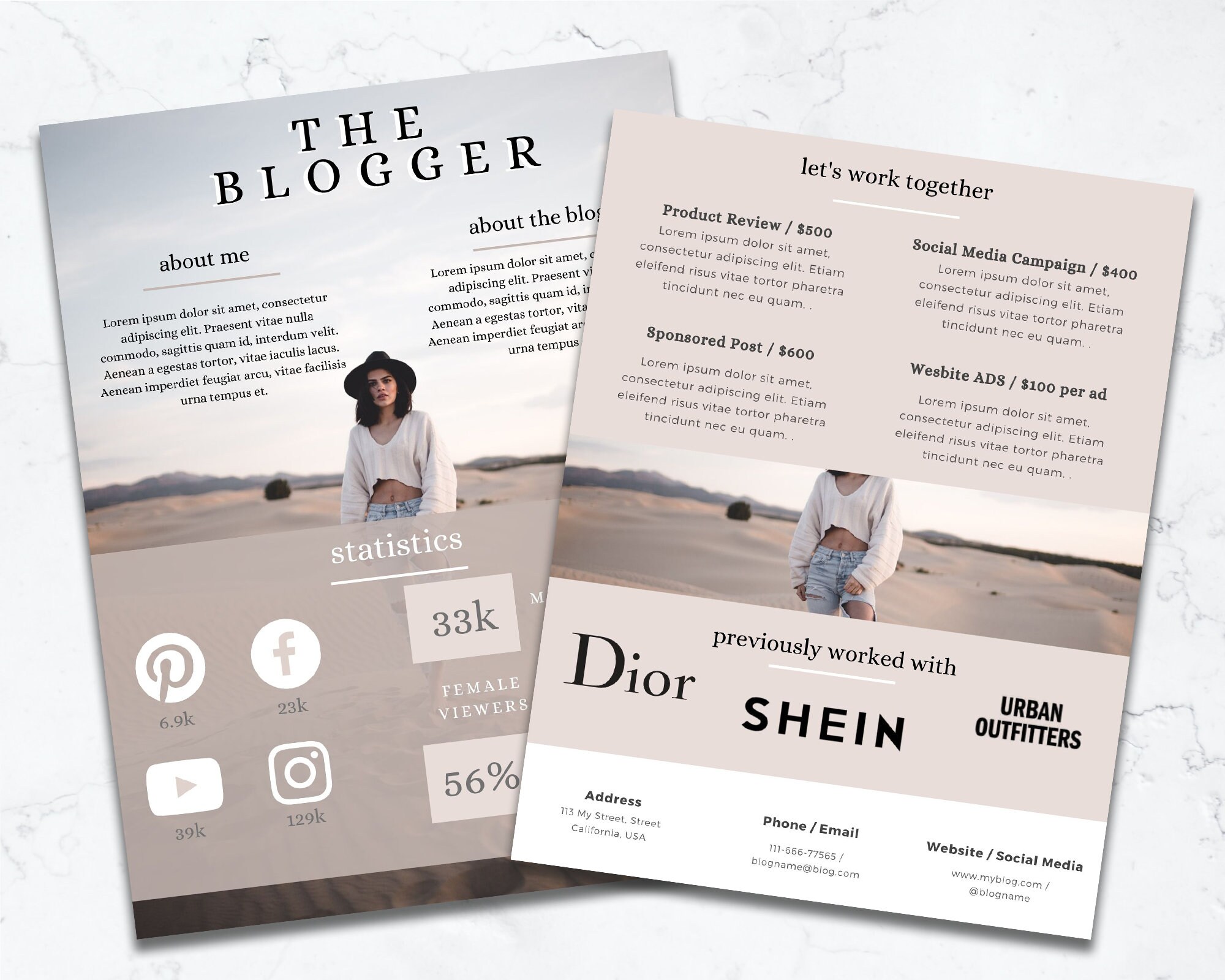The Blogger Media Kit Template for Influencers Canva Media | Etsy