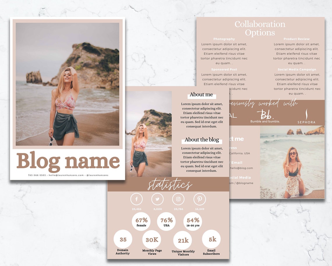 Cute & Girly Media Kit Template for Influencers Canva Media | Etsy