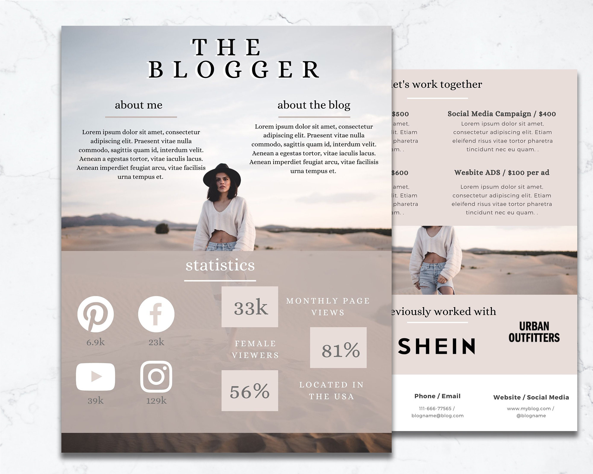 The Blogger Media Kit Template for Influencers Canva Media | Etsy