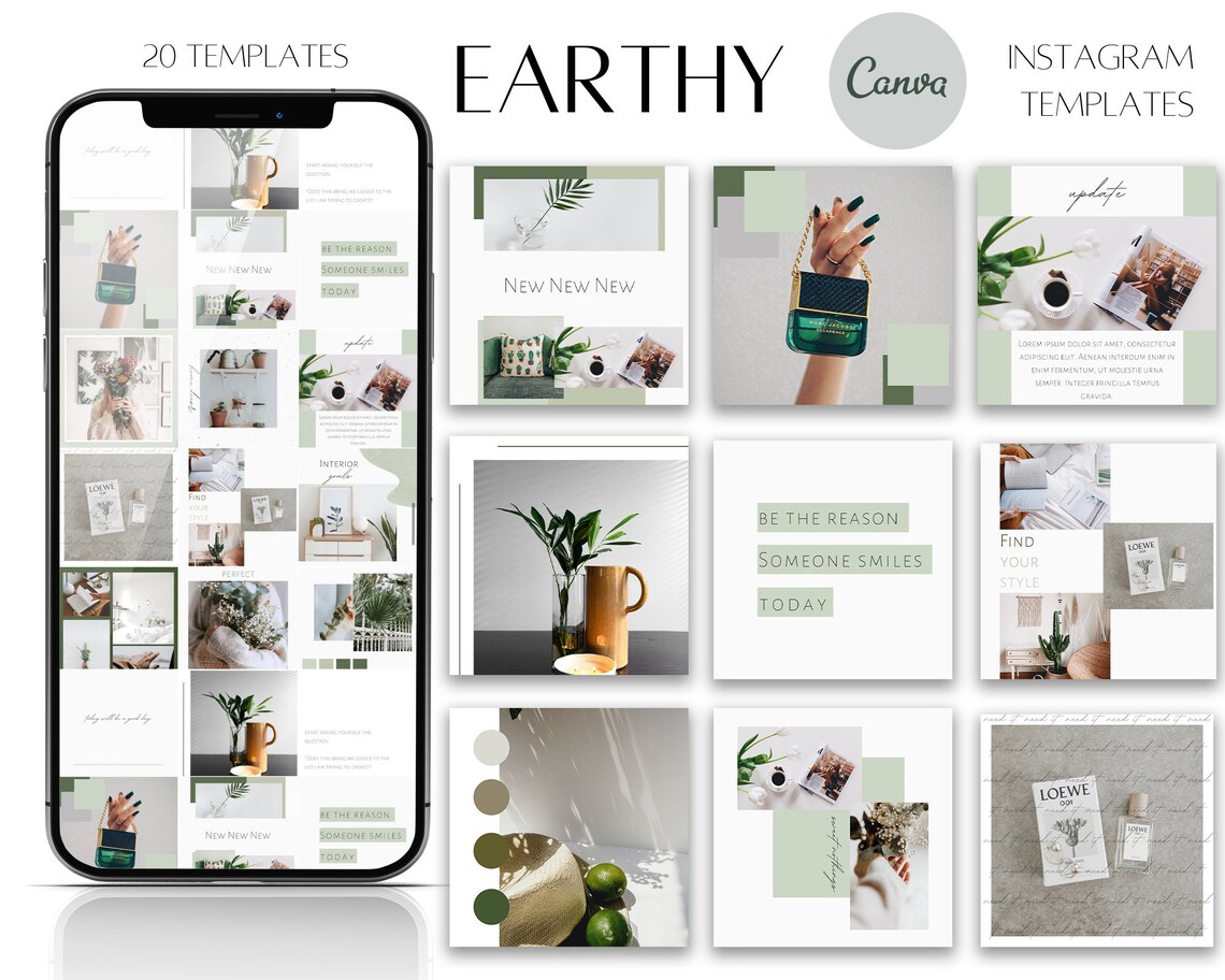 20 Earthy Instagram Templates for Canva Instagram Marketing | Etsy