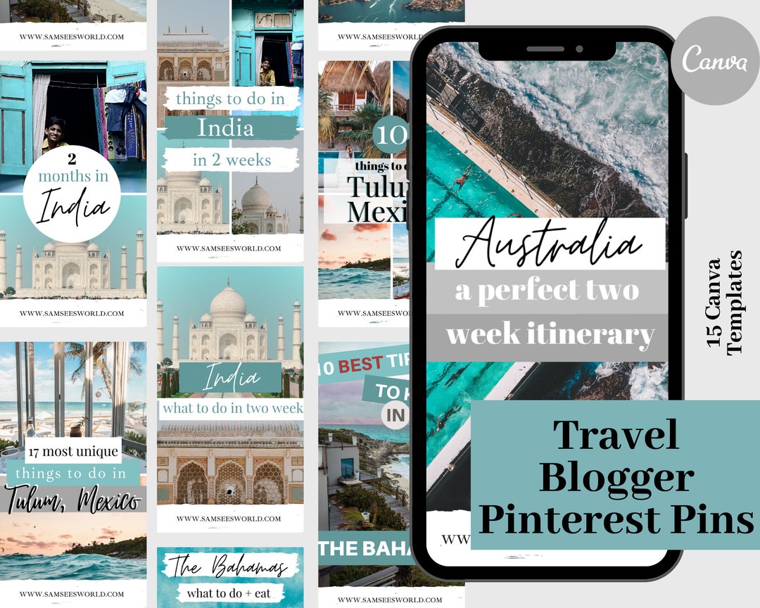 15 Customizable Pinterest Graphic Templates Travel Blogger Pin ...
