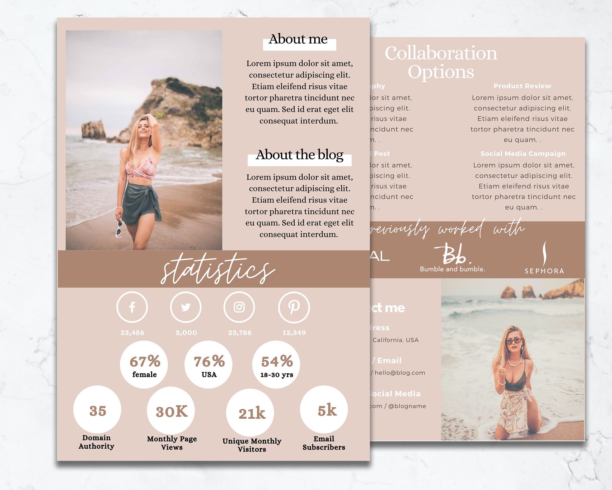 Cute & Girly Media Kit Template for Influencers Canva Media - Etsy
