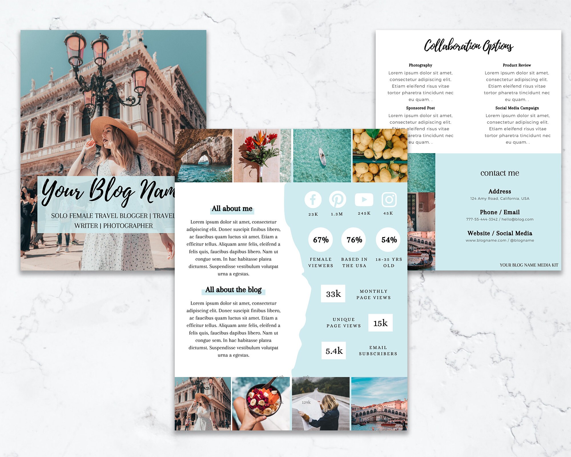 Travel Blogger Media Kit Template for Influencers Canva - Etsy Canada