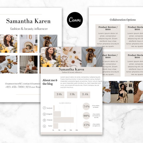 Cute & Girly Media Kit Template for Influencers Canva Media - Etsy