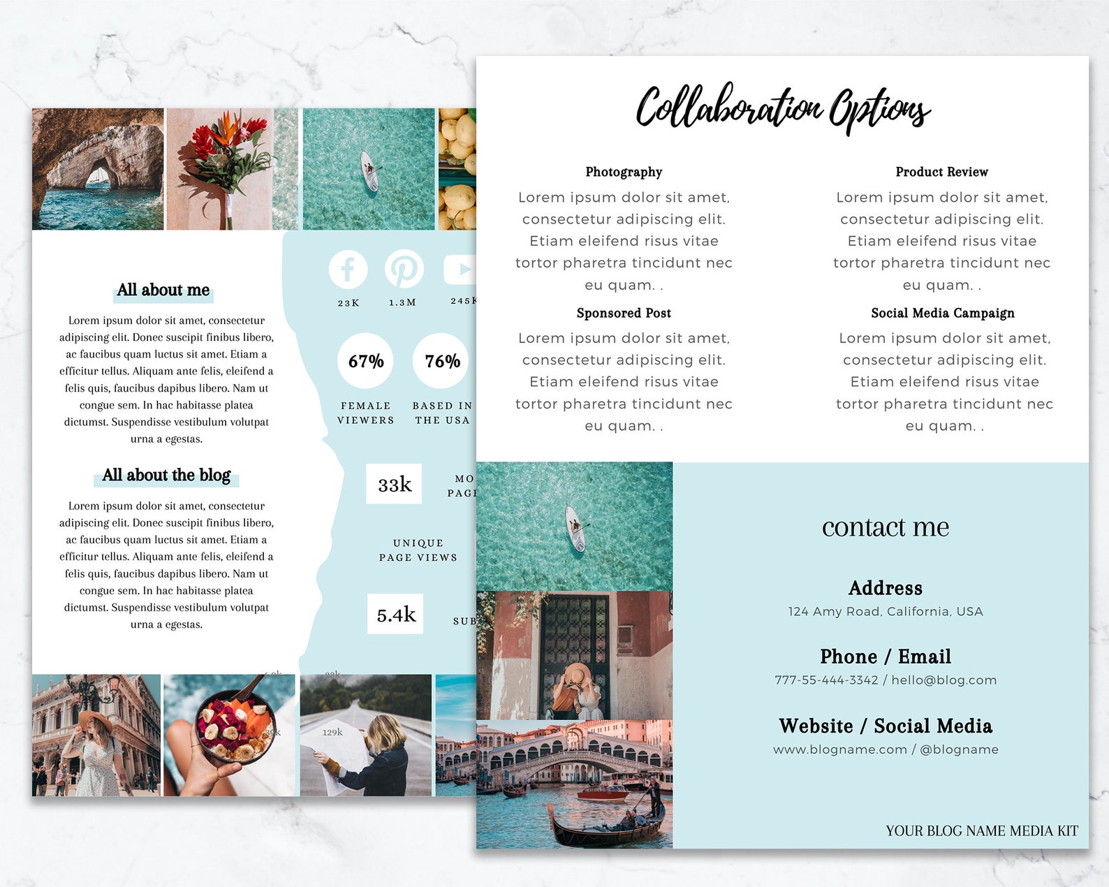 Travel Blogger Media Kit Template for Influencers Canva - Etsy Canada