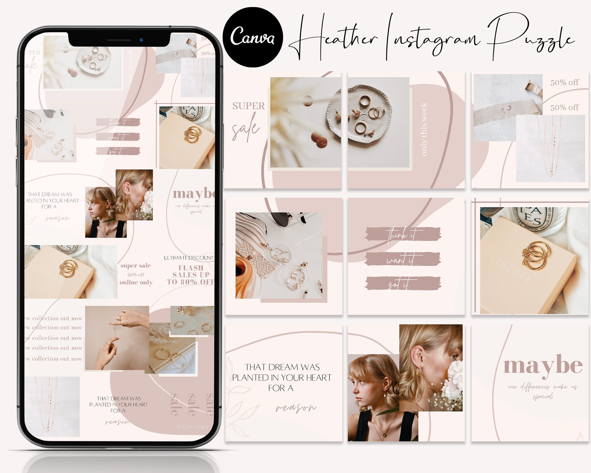 Heather Instagram Puzzle Template Instagram Post Templates | Etsy