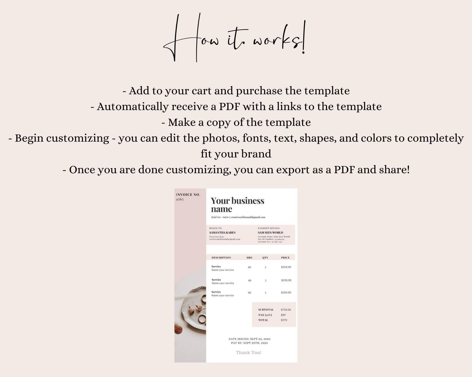 Invoice Template Canva Template Business Invoice Receipt - Etsy Canada