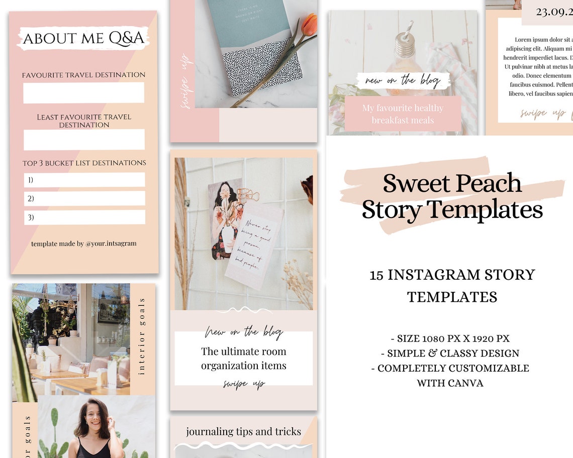 15 Sweet Peach Instagram Stories Template Instagram Stories - Etsy Canada