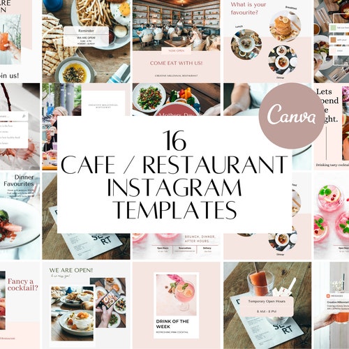 50 Editable Cafe / Restaurant Instagram Templates for Canva - Etsy
