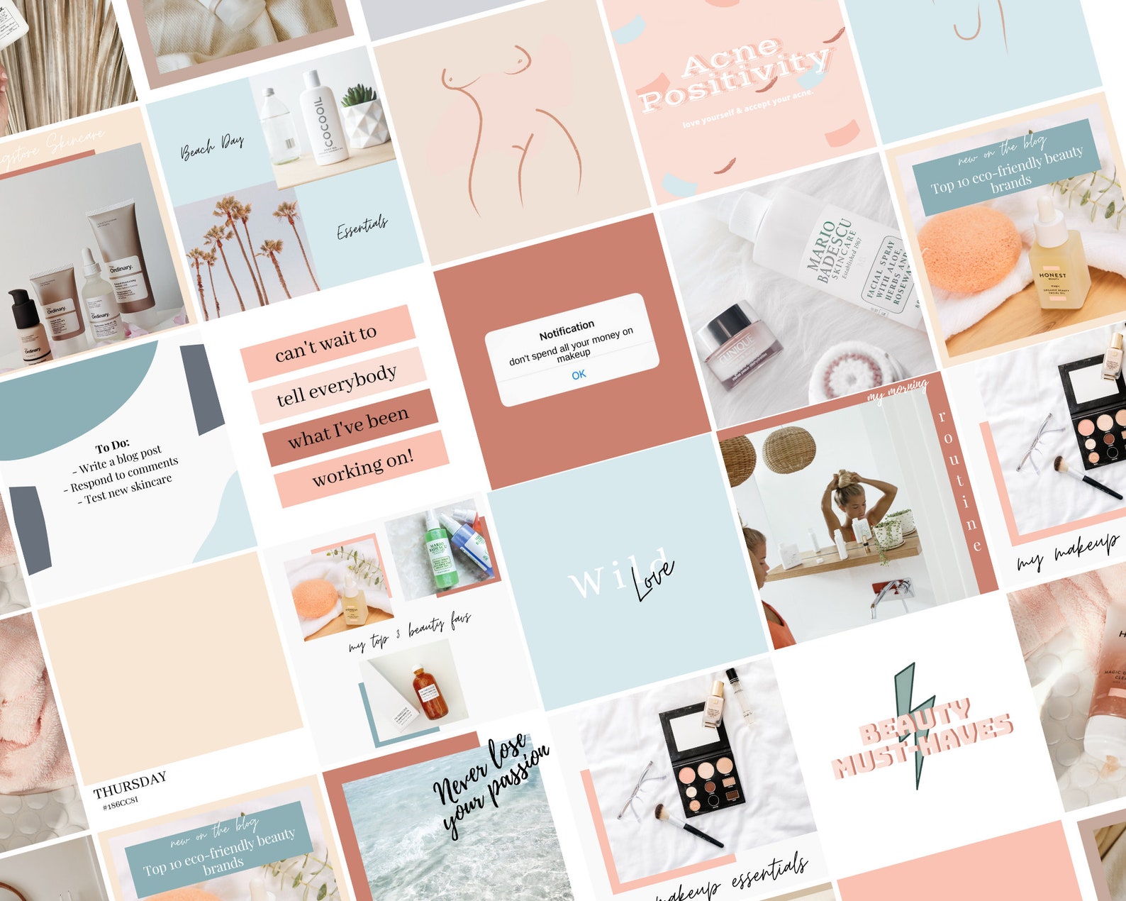 30 Beauty Blogger Instagram Templates for Canva Canva | Etsy