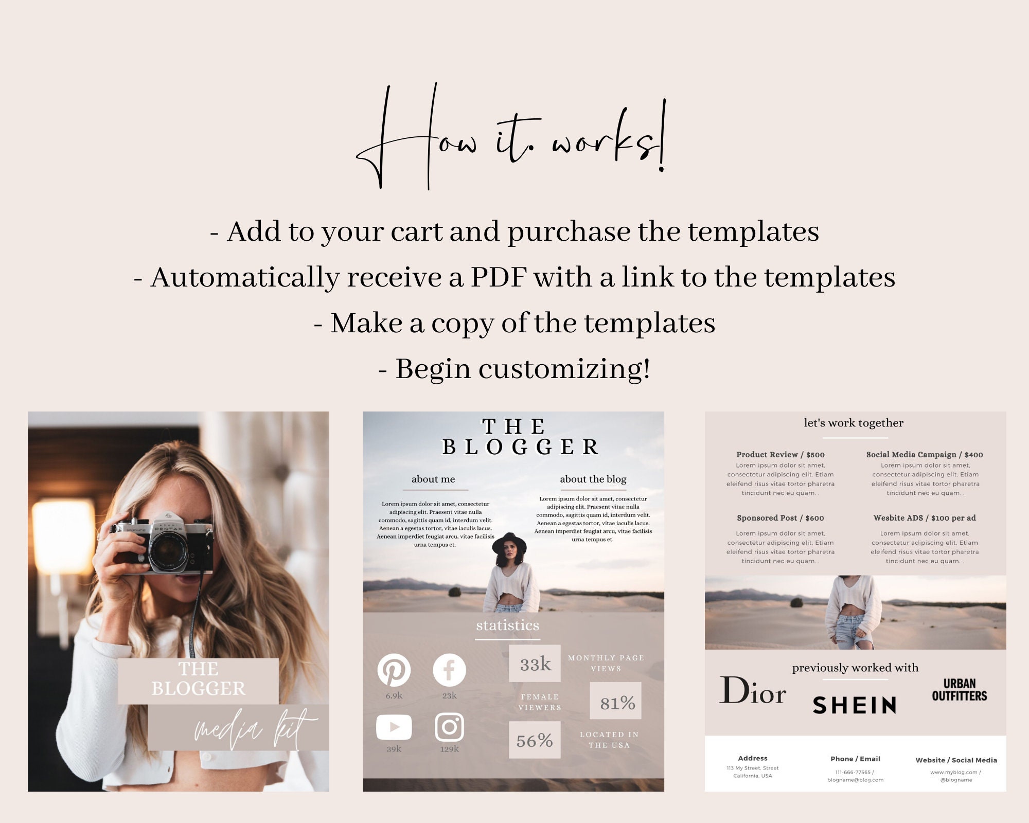 The Blogger Media Kit Template for Influencers Canva Media | Etsy
