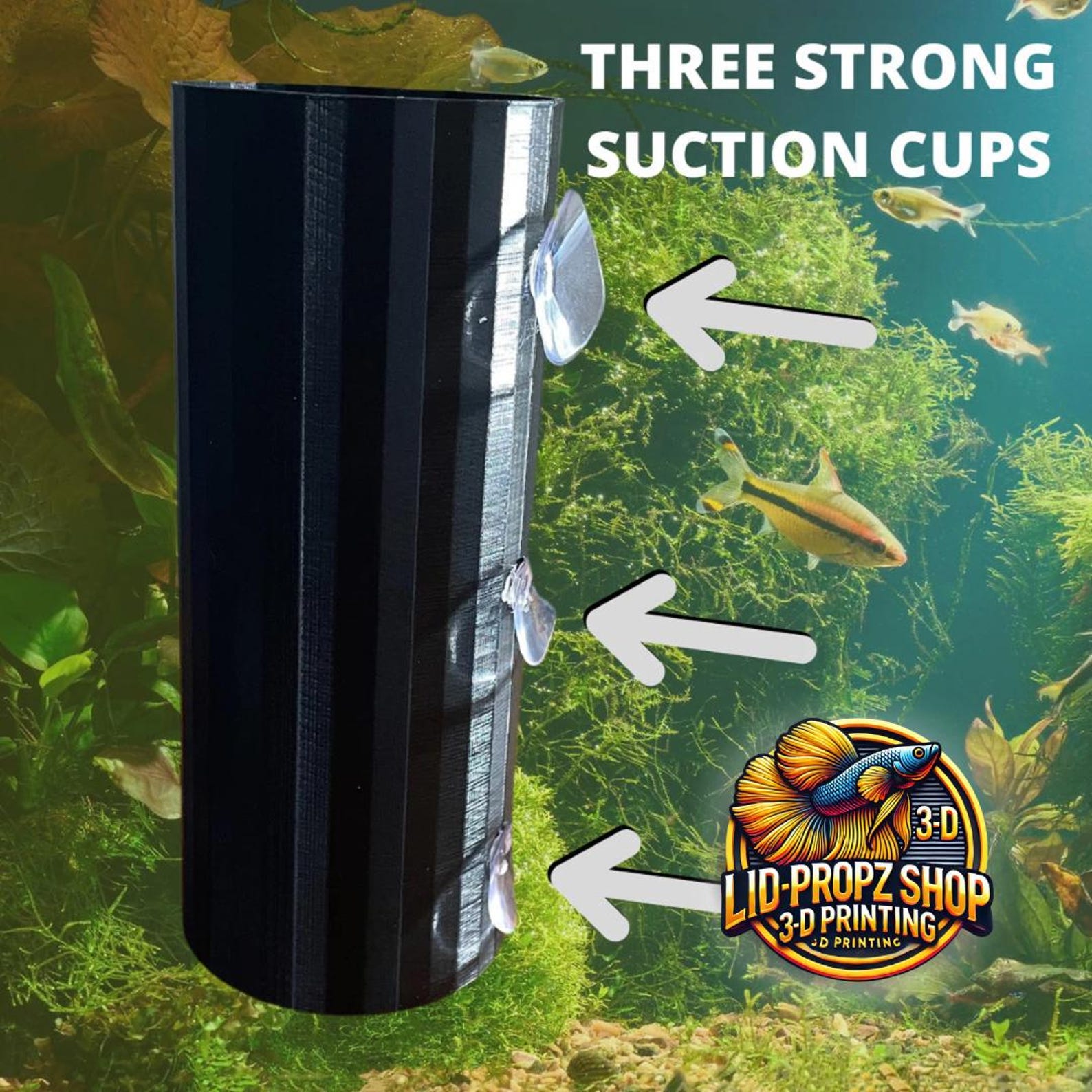 Axolotl MEGA Relaxation Log Tube for All Fish, Three Suction Tubes 7 ...